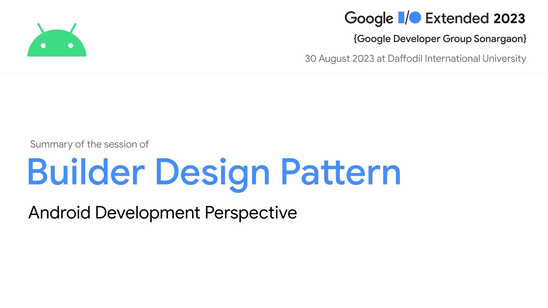 Builder Design Pattern in Android